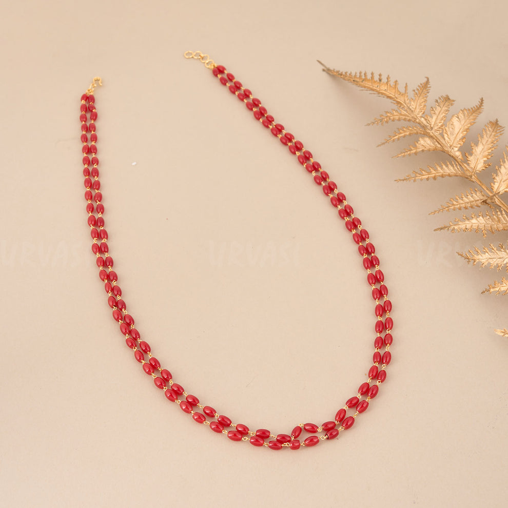 Gold-Toned Red Pearl Mala MA 015 – URVASI LADIES NOVELTIES